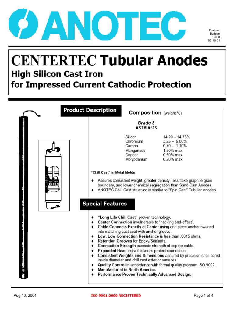 Anotec Tubular Anodes | PDF