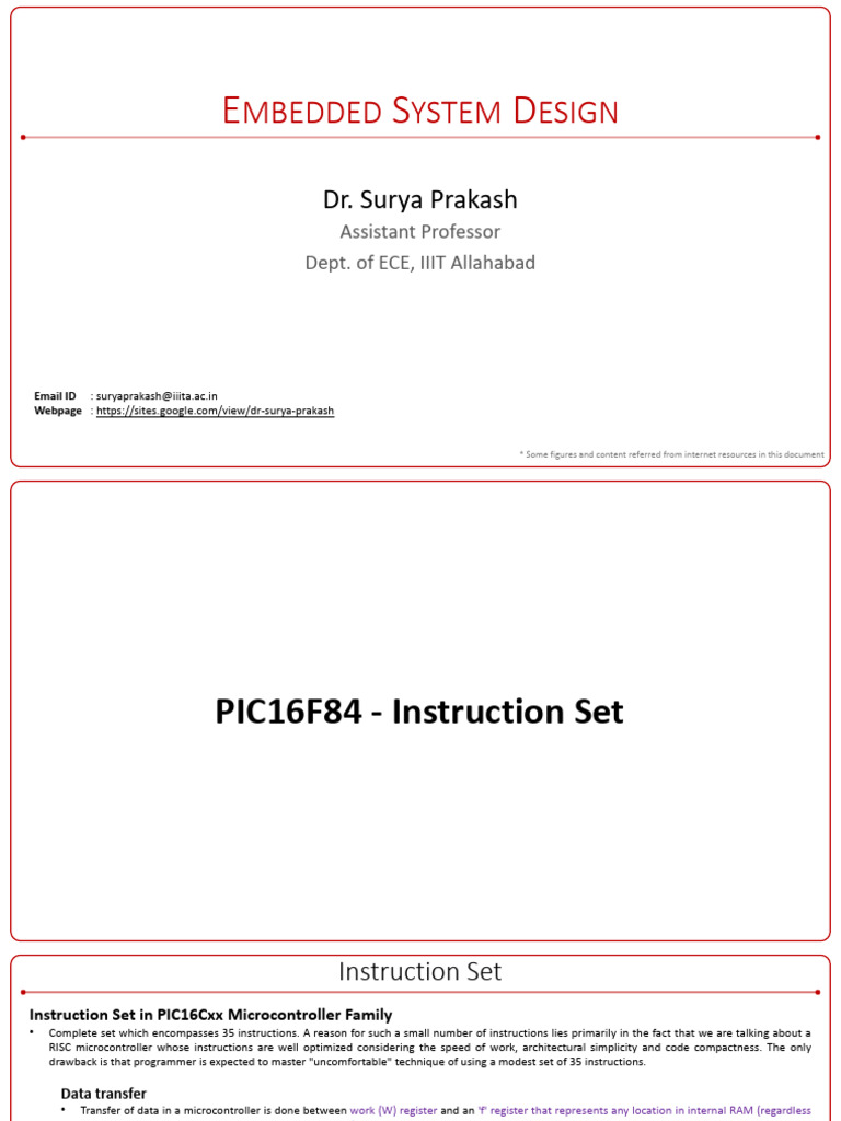Notes - ESD - PIC MicroController - Instruction Set | PDF | Central ...