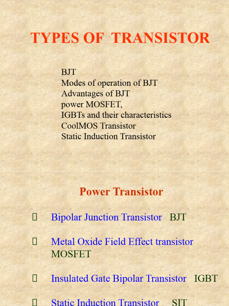 Lecture 12 - Types of Transistors | PDF