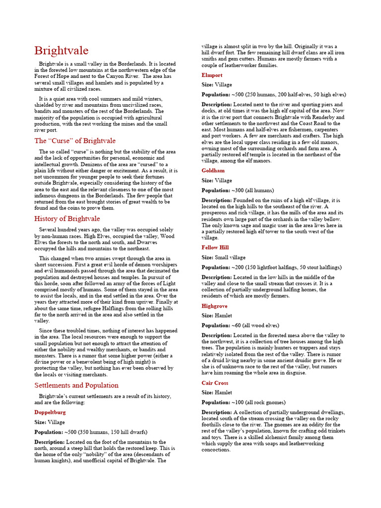 Brightvale - PC Origin Area | PDF