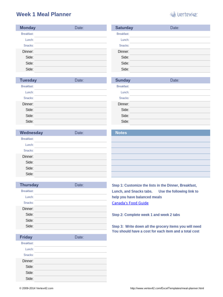Two Week Meal Planner | PDF