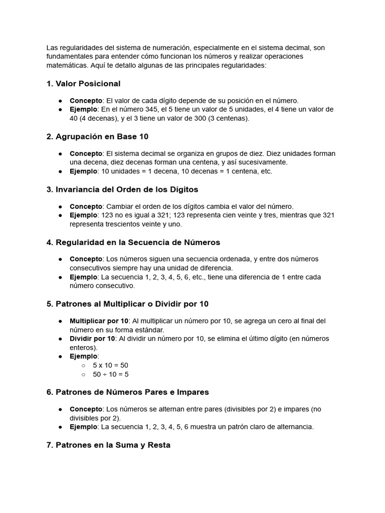 Regularidad Sist. Numeracion | PDF