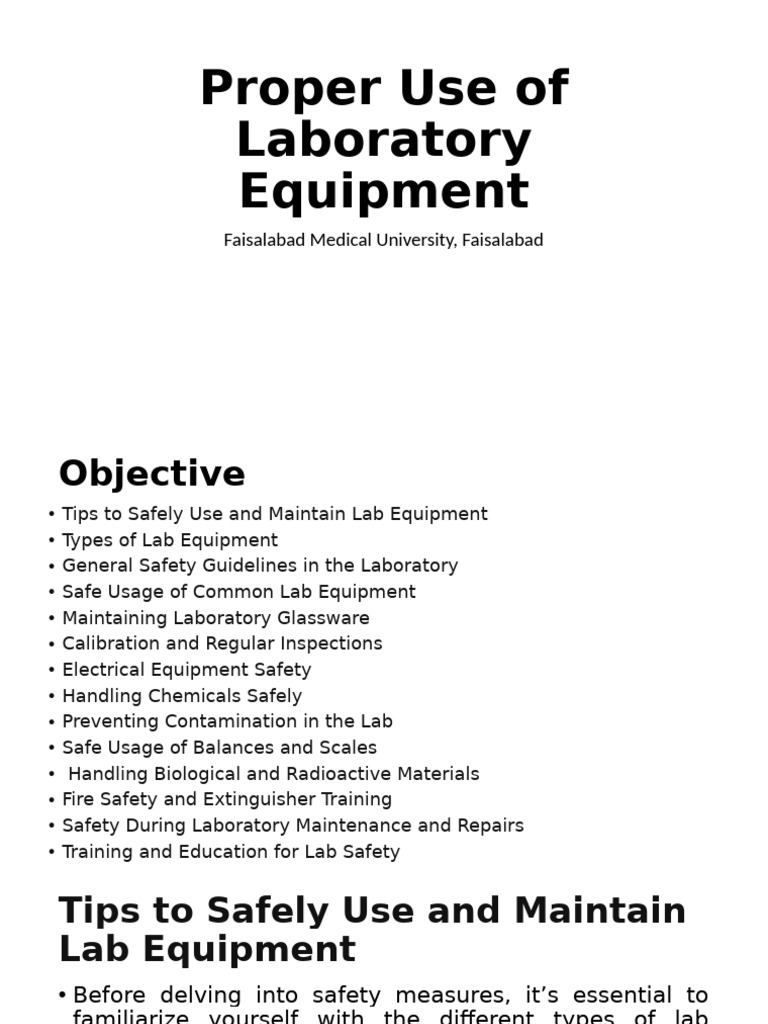 Use of laboratory equipment | PDF