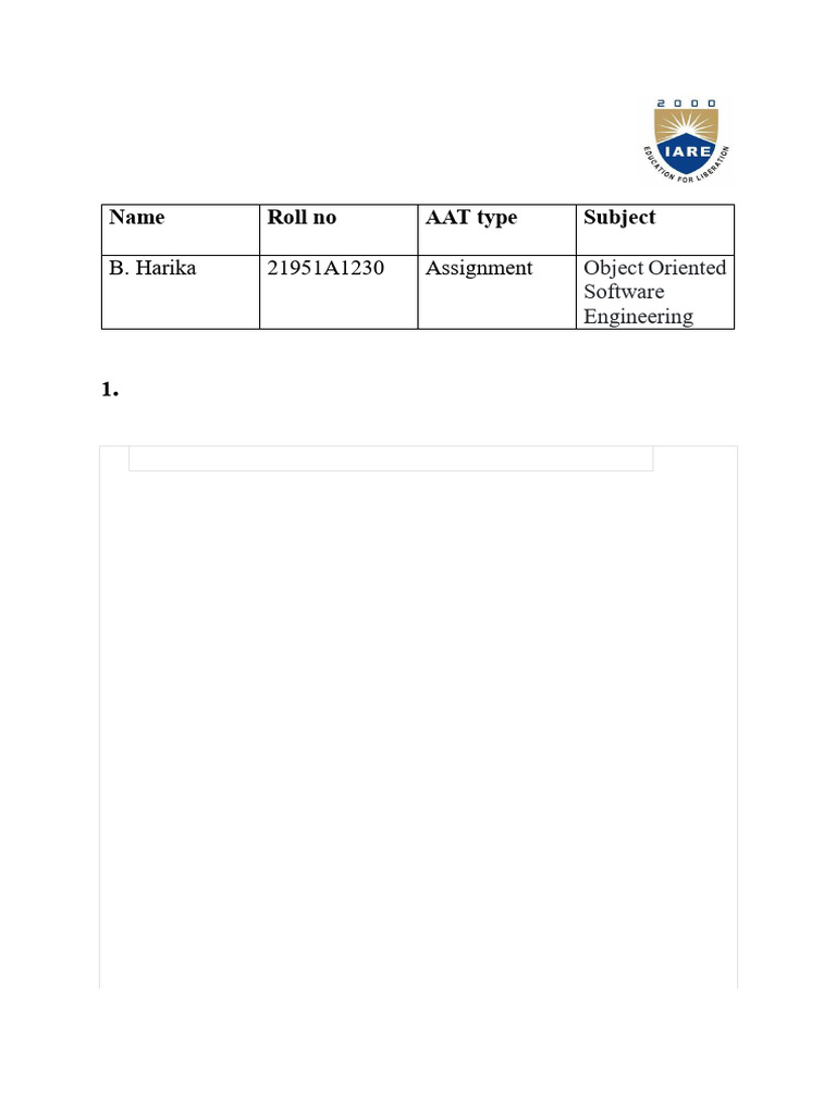 Oose Assignment | PDF