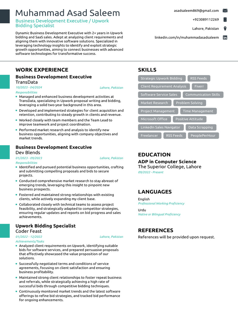 Asad Saleem's Resume-1 | PDF