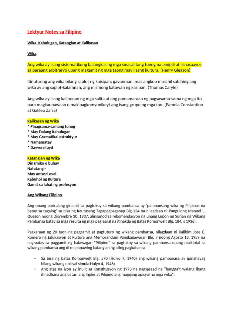 Lecture Notes For Molave | PDF | Tagalog Language | Social Science