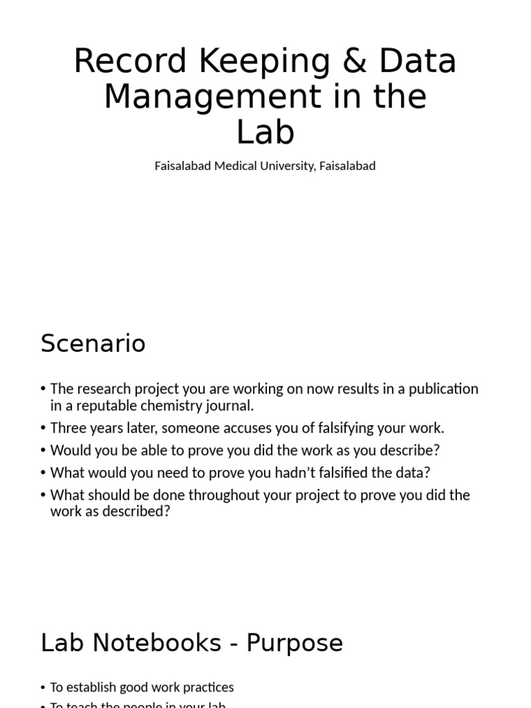 Record Keeping and Data Management in Lab | PDF | Data | Metadata