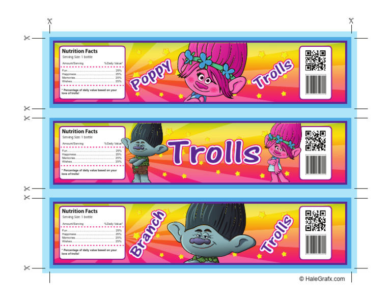 Trolls Water Bottle Labels | PDF