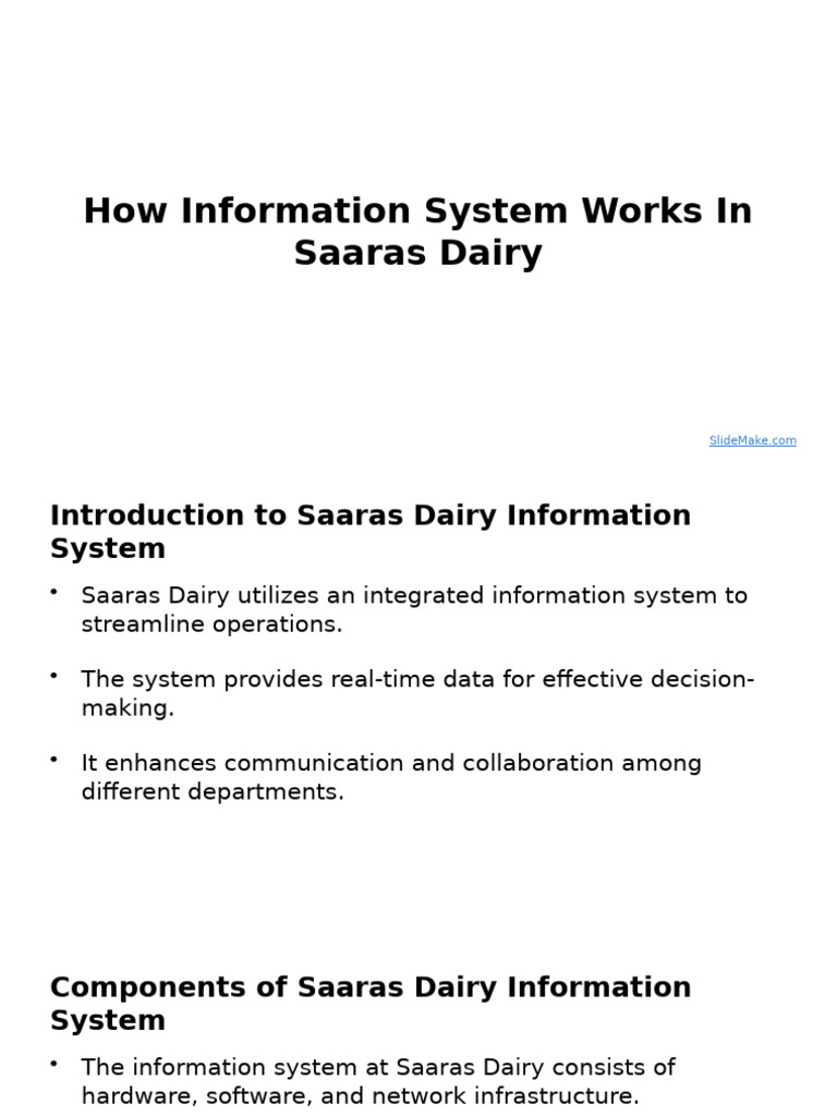 How Information System Works in Saaras Dairy | PDF