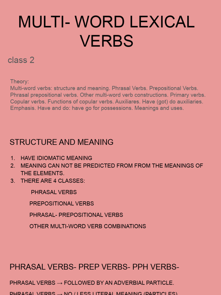 Verbs Part 3 - Multi - Word Lexical Verbs | PDF