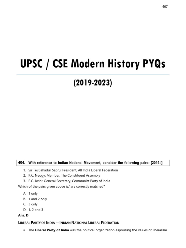 Modern History PYQs | PDF