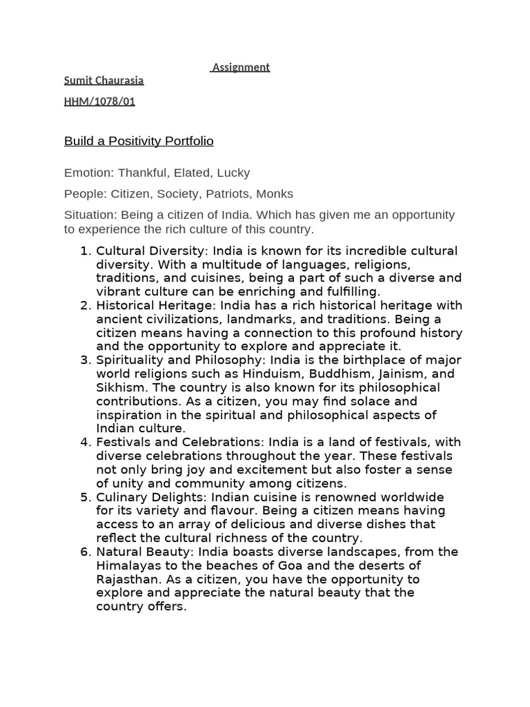 Build a Positivity Portfolio assignment | PDF