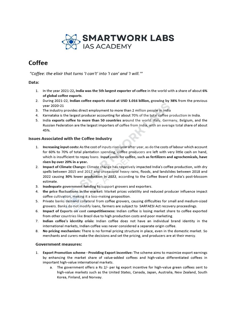Coffee | PDF | Coffee | Exports