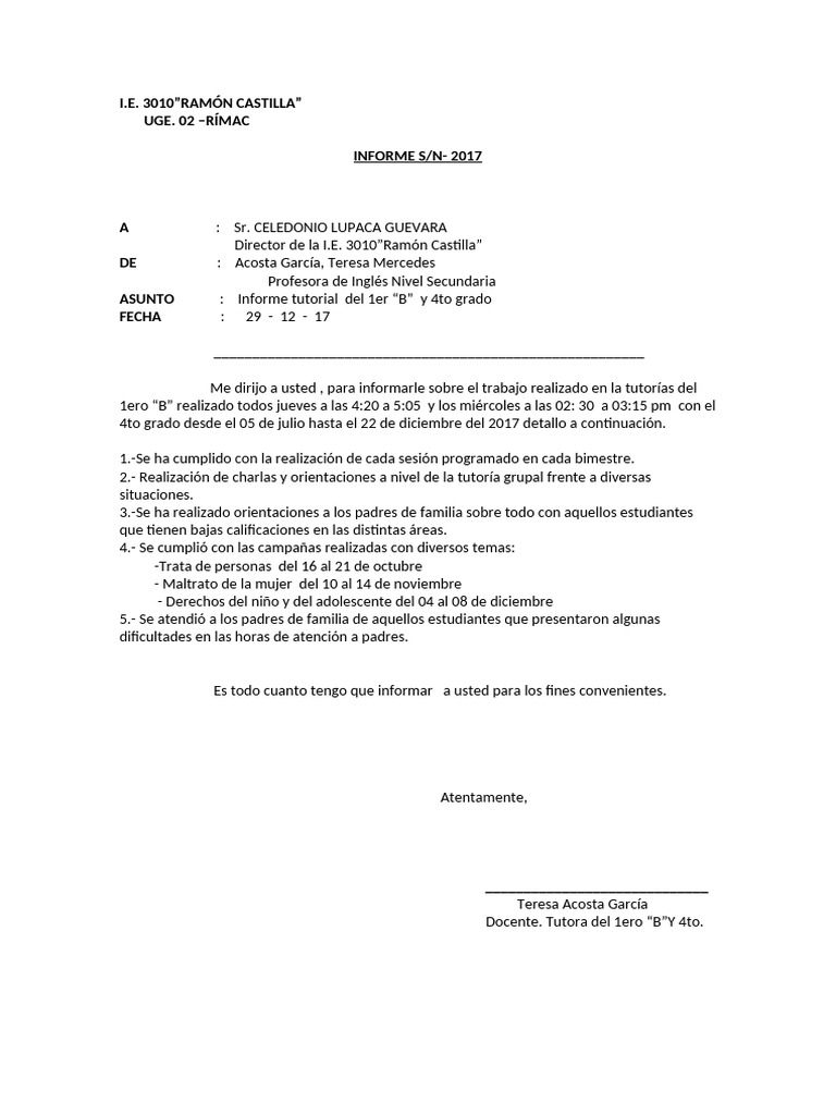 Informe Tutorial 2017 | PDF