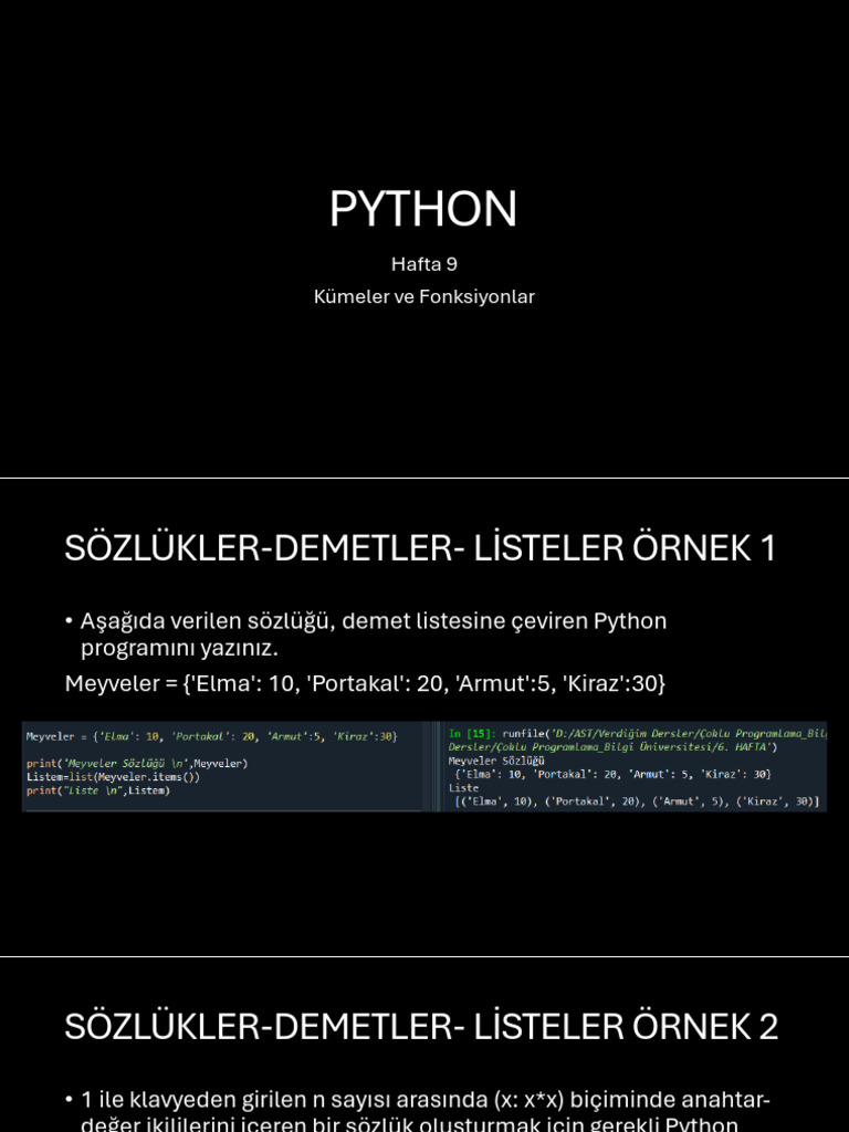 Python_Kümeler ve Fonksiyonlar | PDF Python_Kümeler ve Fonksiyonlar | PDF