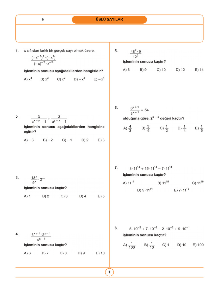 Üslü Sayilar | PDF