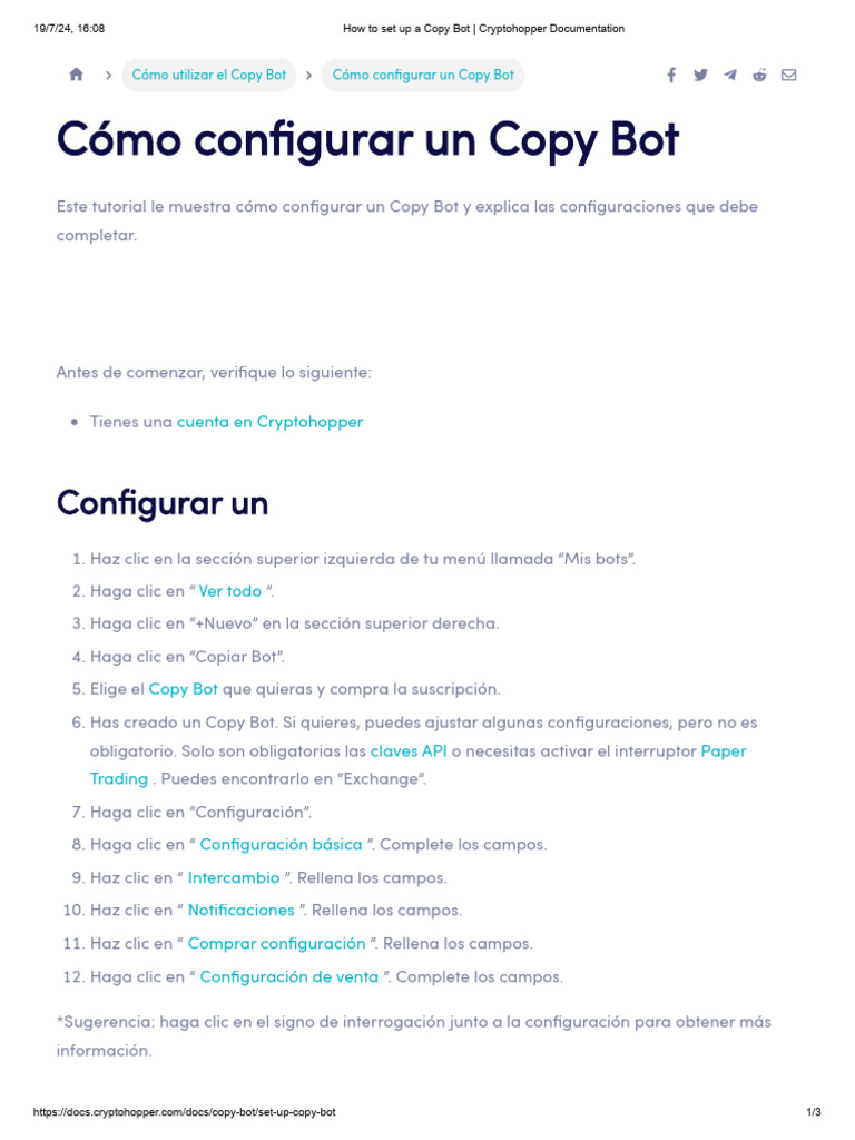 How To Set Up A Copy Bot - Cryptohopper Documentation | PDF