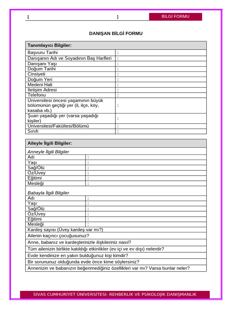 Danisan Bilgi Formu | PDF