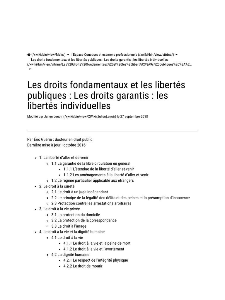 Les Droits Fondamentaux Et Les Libertés Publiques: Les Droits Garantis ...