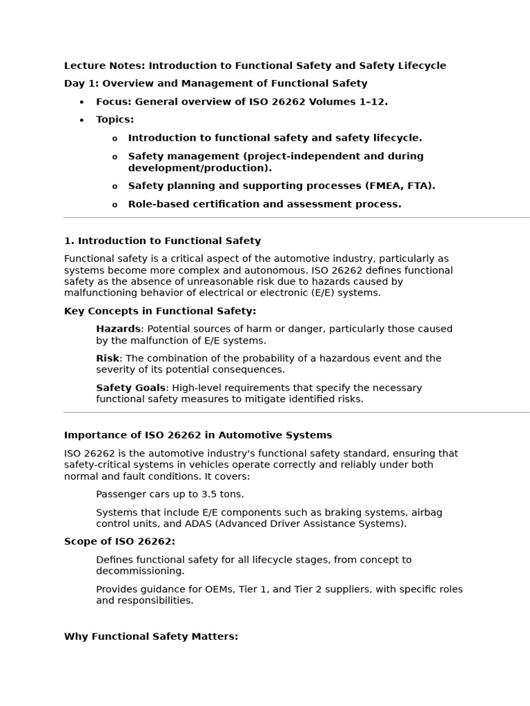 Lecture Notes ISO 26262 Day1 | PDF