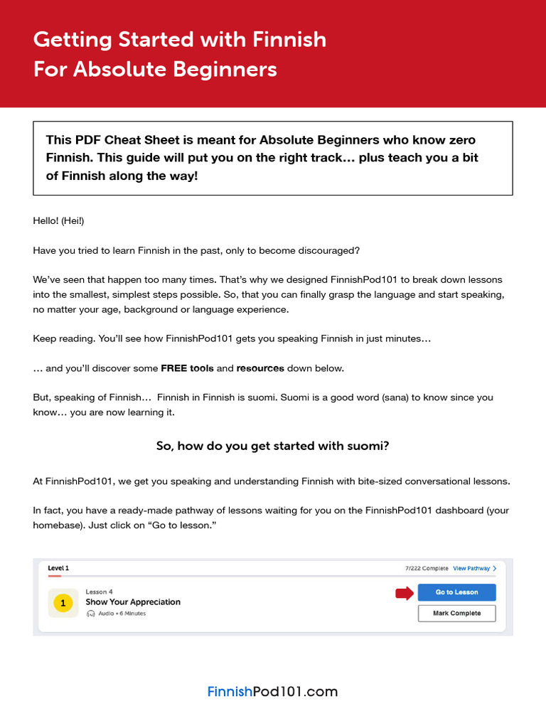 Getting Started Finnish | PDF | Human Communication | Career & Growth