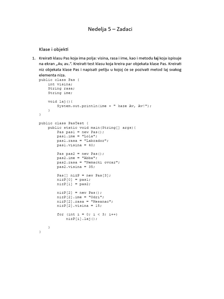 Nedelja5 - Zadaci | PDF