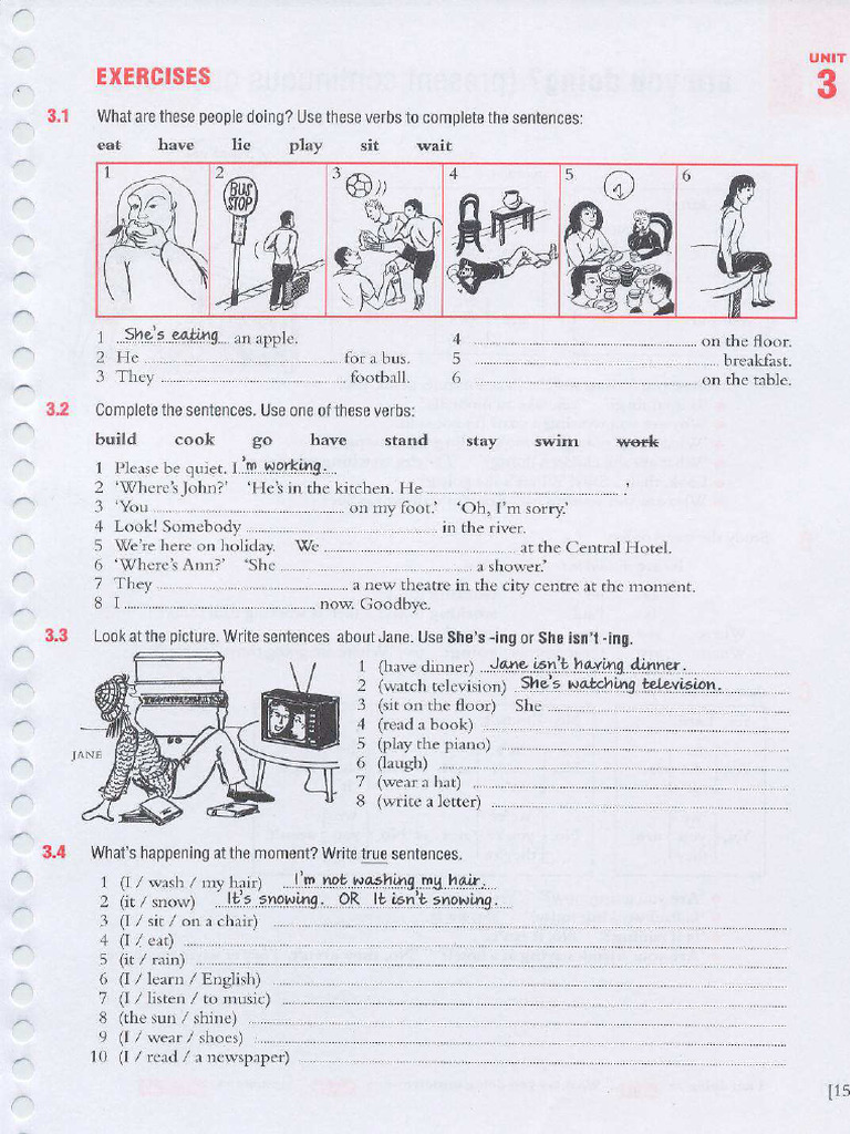 Present Continuous Practice 1 | PDF