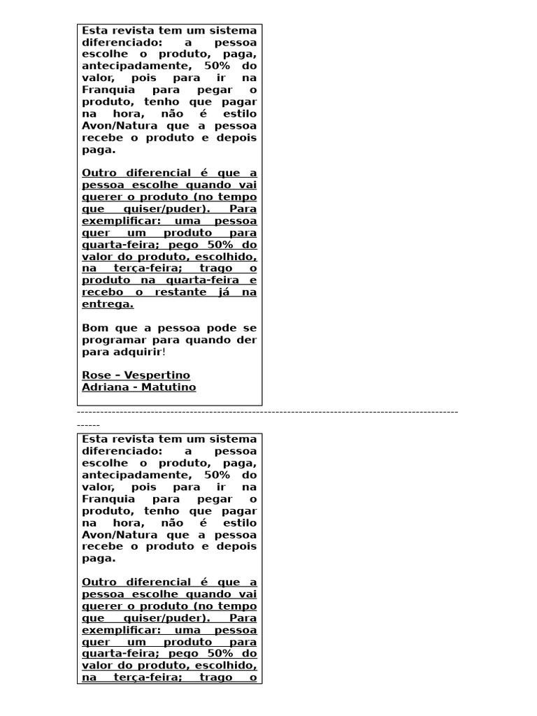 Bilhete para Revista Hinode | PDF