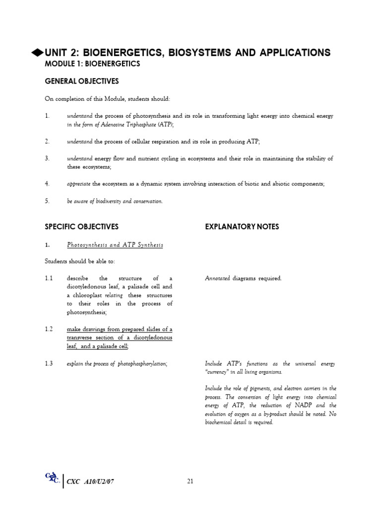 CAPE Bio Syllabus | PDF