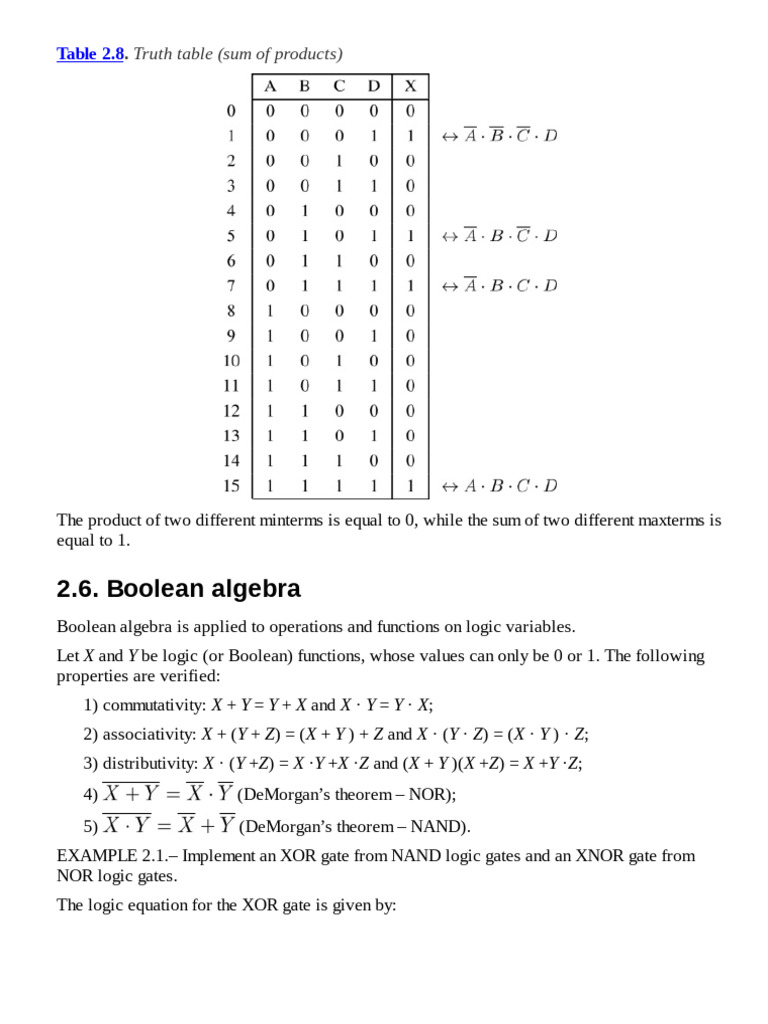 Digital Electronigi - (2.6. Boolean Algebra) | PDF