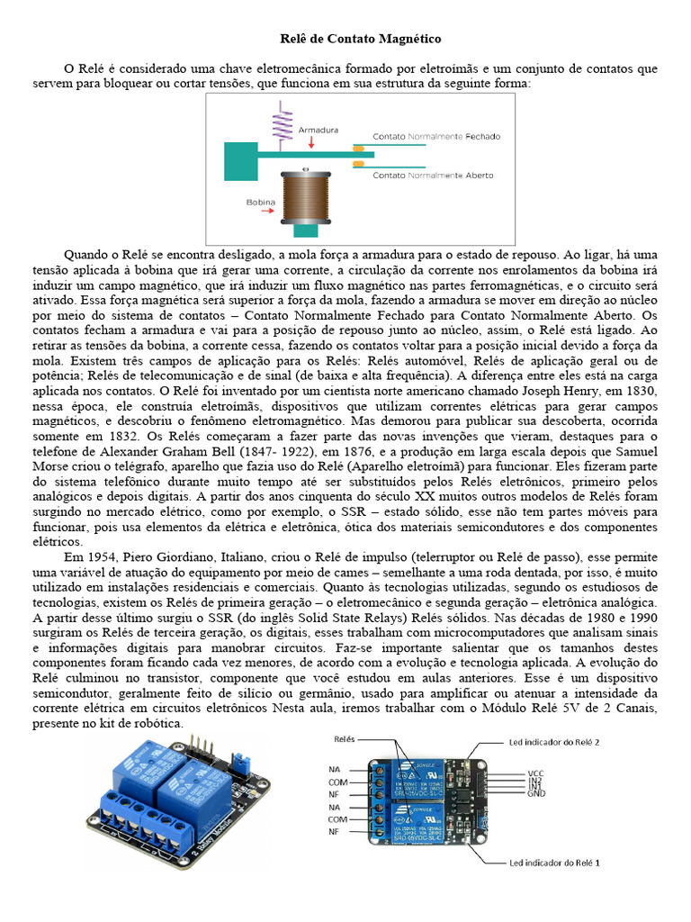 Funcionamento e Aplicações do Relé Magnético | PDF | Relé | Eletricidade