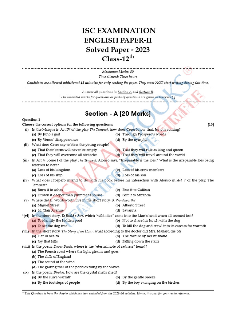ISC XII English Paper-2 | PDF