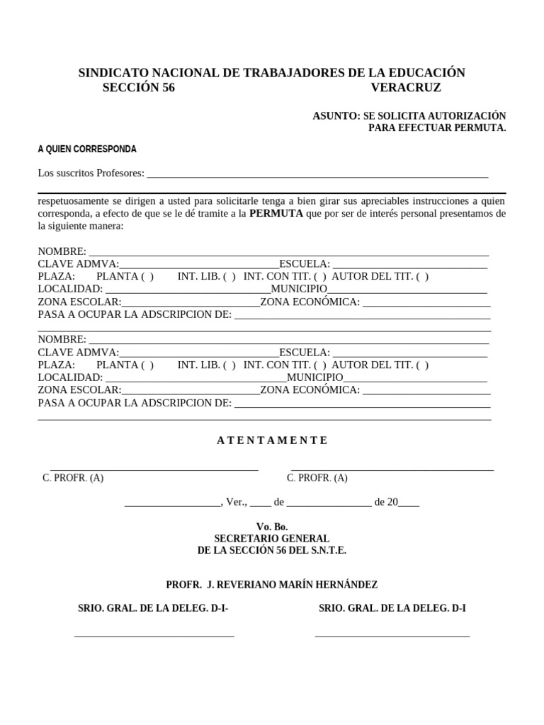 Formato de Permuta | PDF