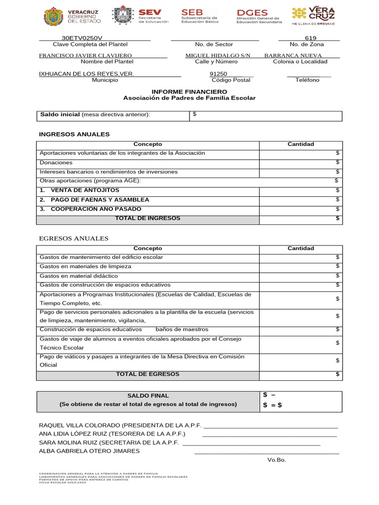 Informe Financiero Apf 2023-2024 | PDF