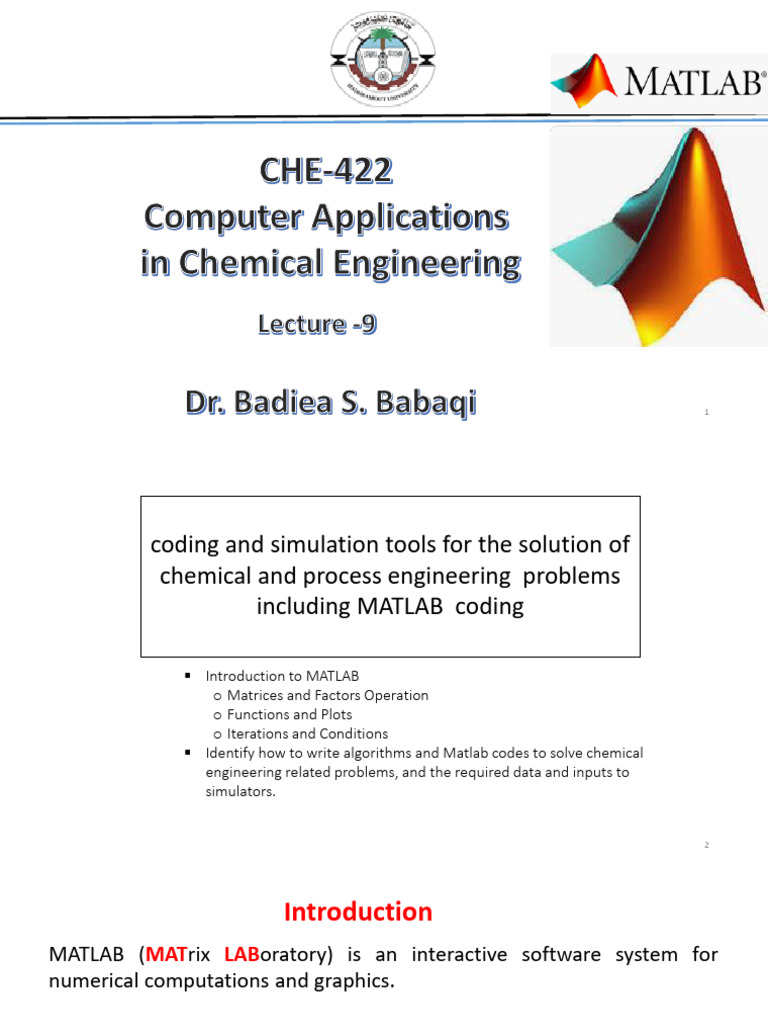 Lect-1 - P1 - Computer Applications | PDF | Matrix (Mathematics) | Matlab