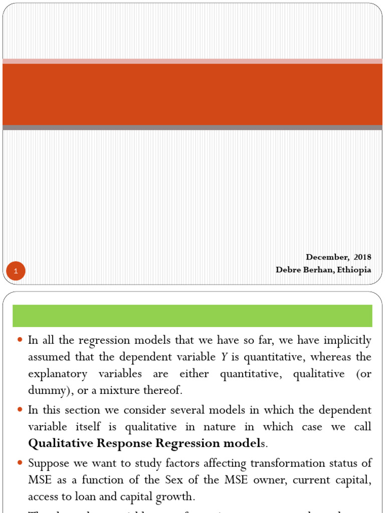 Regression With Qualitative Information Highlight On Binary Choice Models | PDF