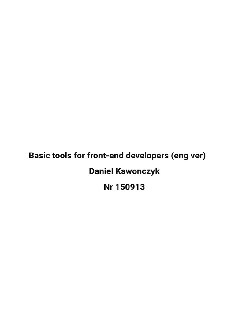 Basic Tools For Front End Developers Eng Ver Pdf