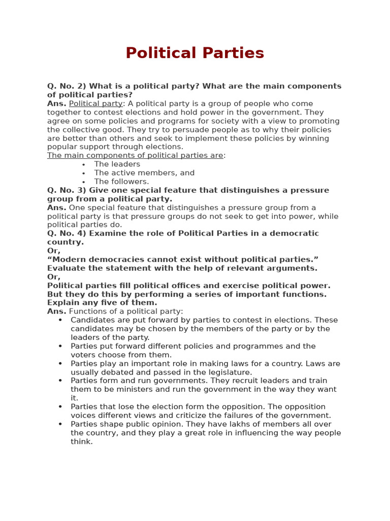 Political Parties | PDF