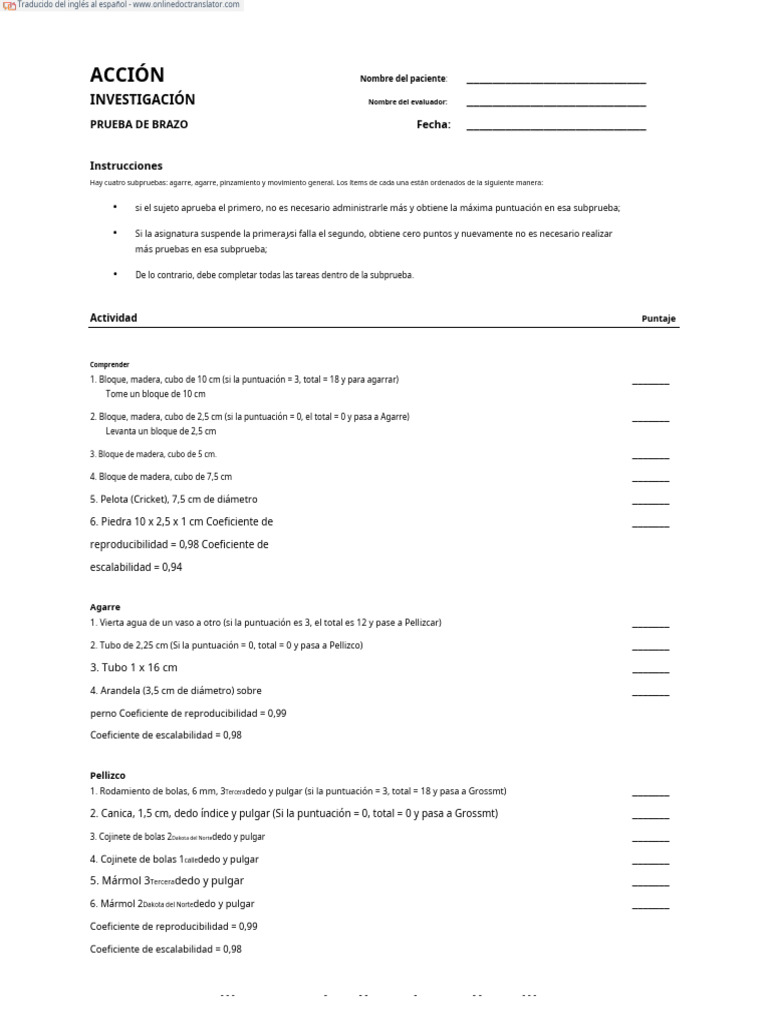 Action - Research - Arm - Test (1) .En - Es | PDF