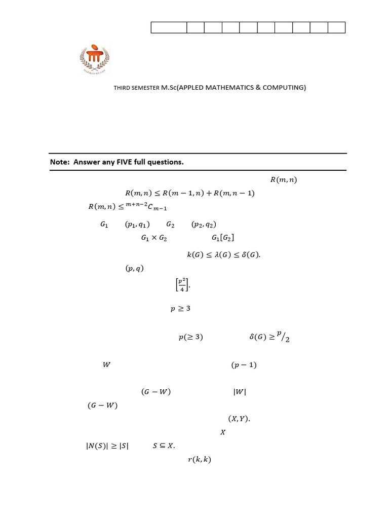 Manipal University Graph Theory Endsem Question Paper | PDF