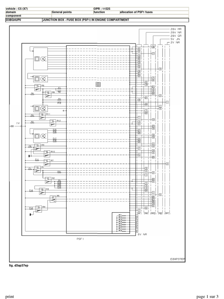 Citroen C5 X7 PSF1 Fuse Box Diagram | PDF | Car | Manufactured Goods