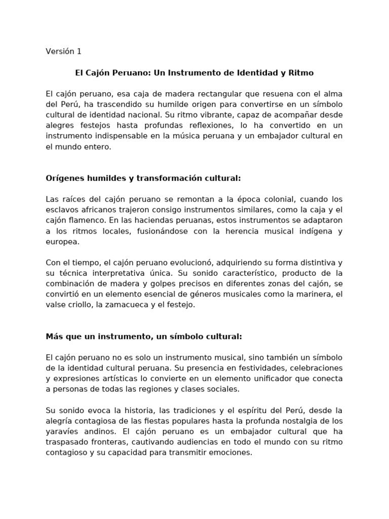 El Cajón Peruano: Identidad y Ritmo | PDF | Perú | Instrumentos musicales