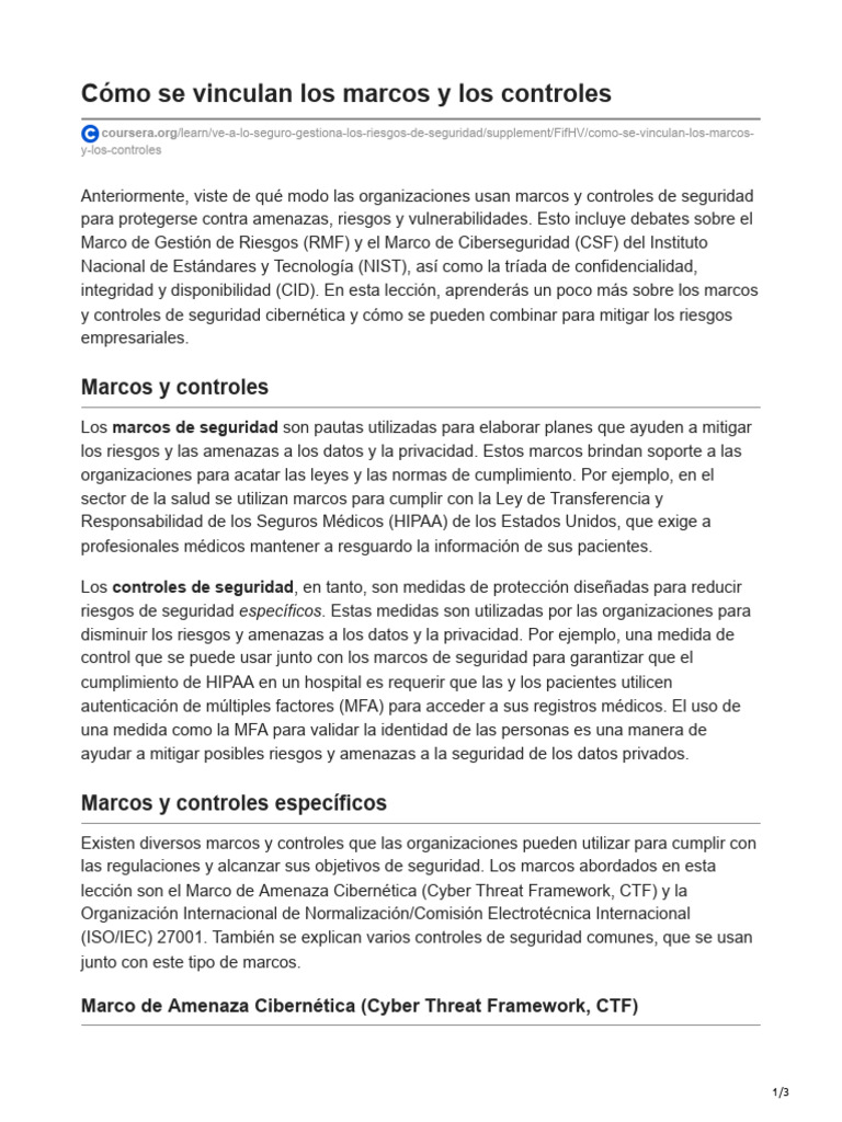 Cómo Se Vinculan Los Marcos y Los Controles | PDF