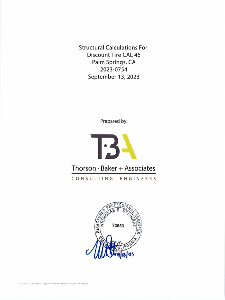 Structural Calculations - Discount Tire - CAS 46 - Permit Set | PDF