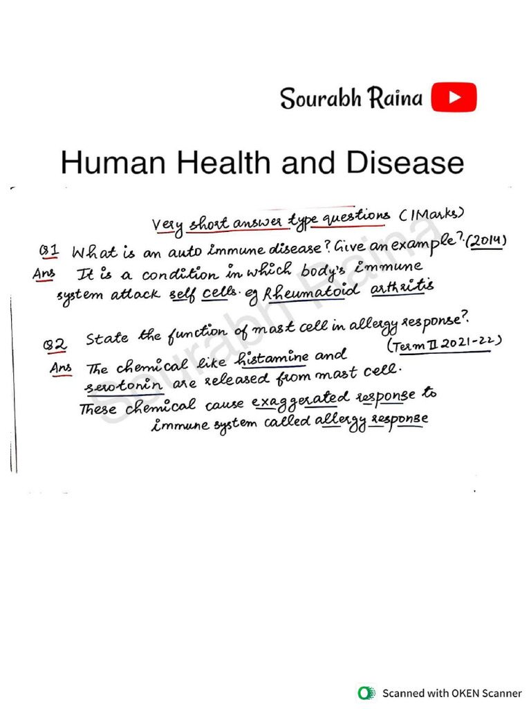 Unit 3 Biology Class 12th Pyqs by Sourabh Raina | PDF