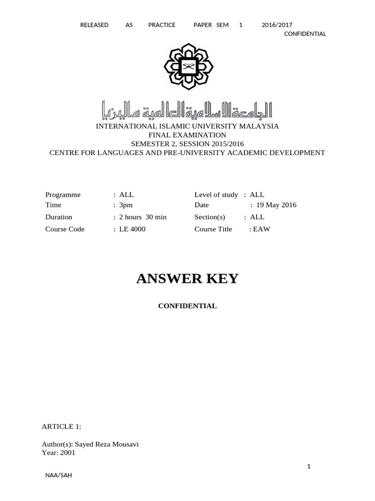 Sem 2 2015 AestheticSurgeryAnswerkeyv2 | PDF | Surgery | Plastic Surgery