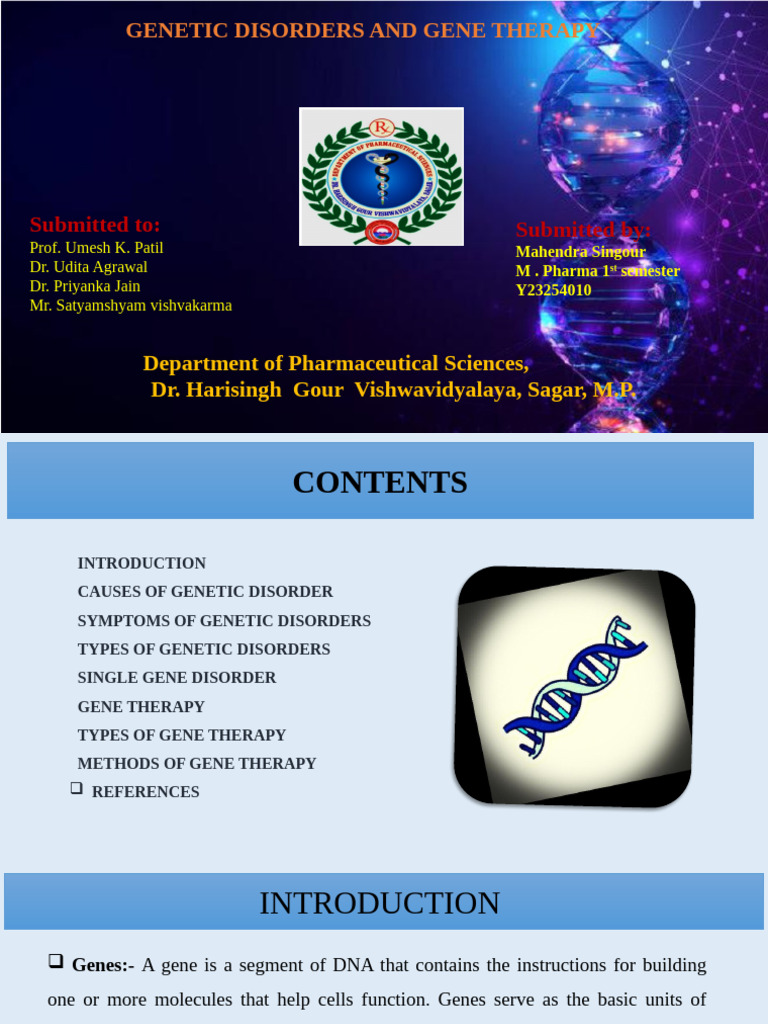 MAHENDRA Singour, Gene Disorder and Gene Therapy | PDF
