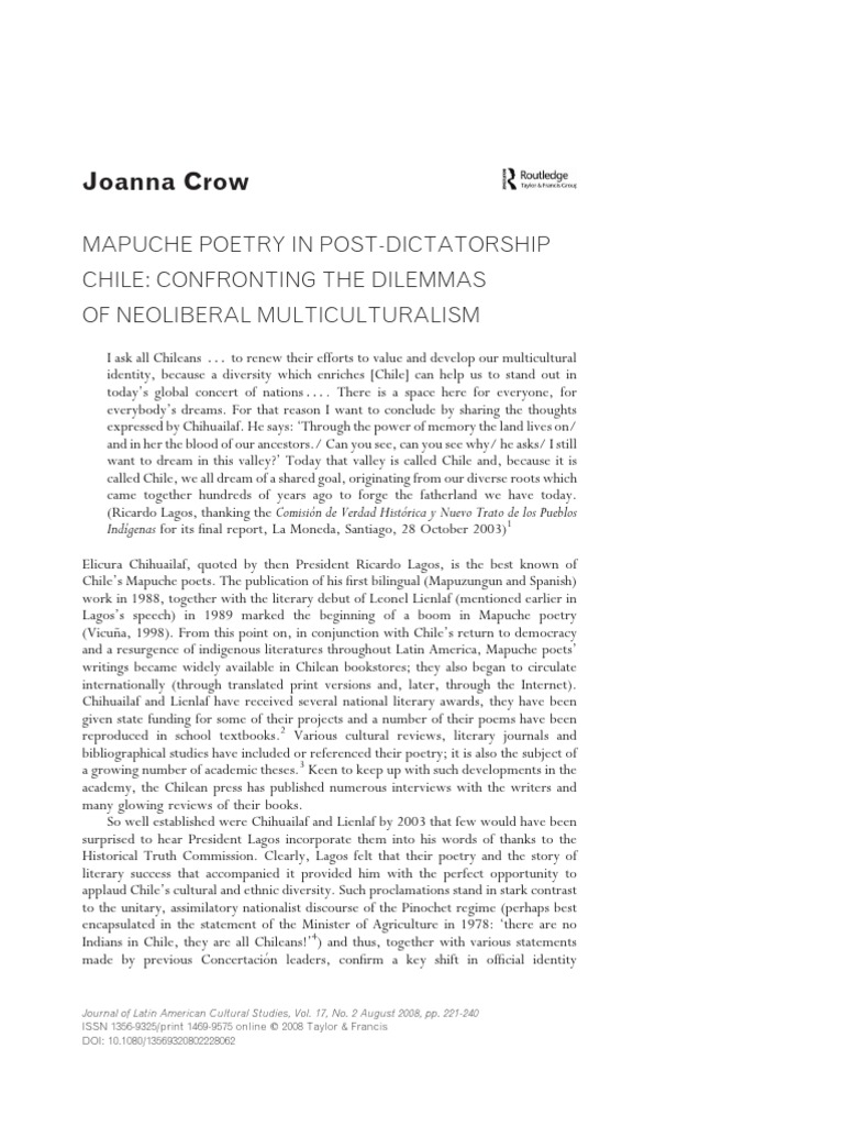 Mapuche Poetry in Postdicatatorship Chile | PDF | Chile | Poetry