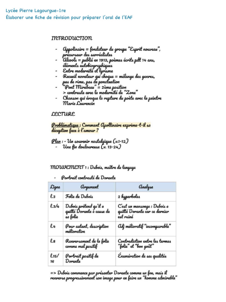 Fiche de révisions oral EAF Copie_compressed | PDF