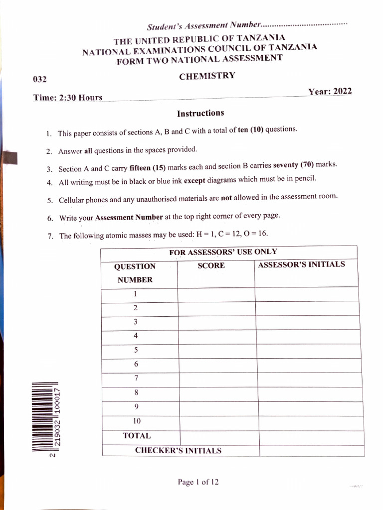 Chemistry F2 2022 | PDF
